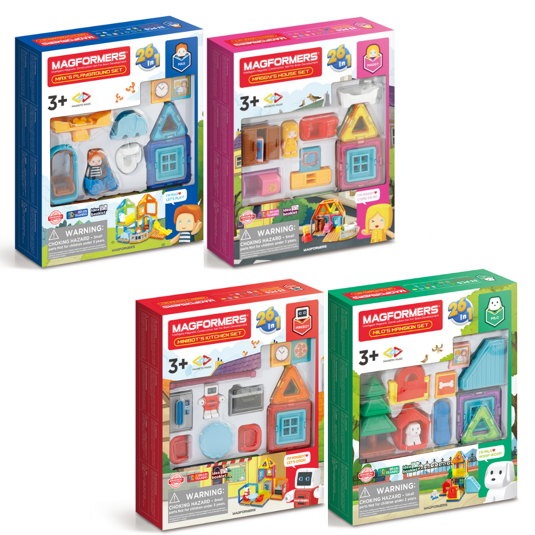 Full Set of 4 Max, Maggy, Minibot and Milo House Sets – Magformers ...